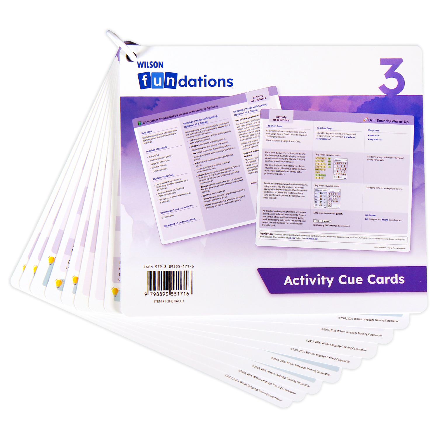 Fundations, Level 3, Third Edition, Activity Cue Cards